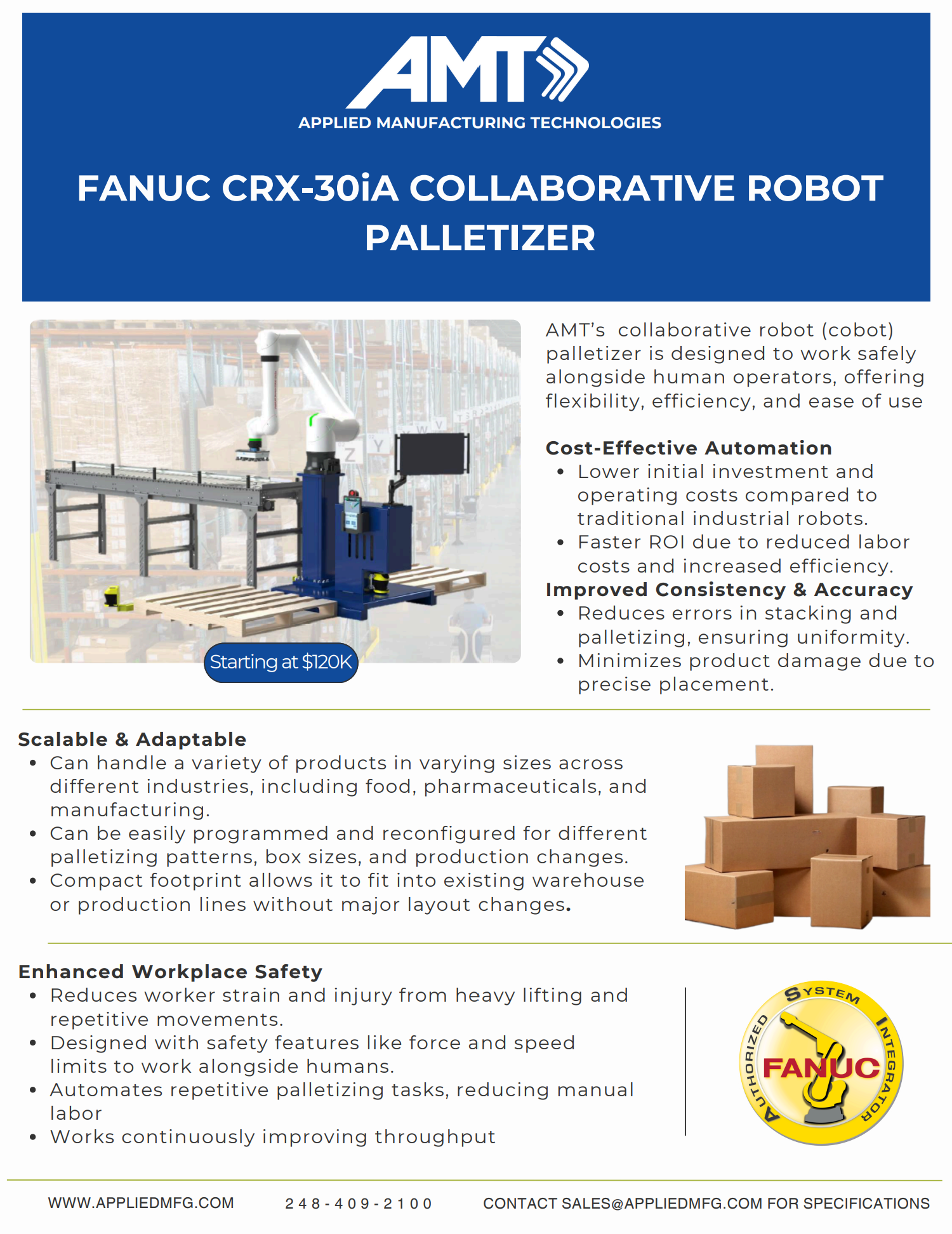FANUC CRX-30iA Collaborative Robot Palletizer - Applied Manufacturing Technologies
